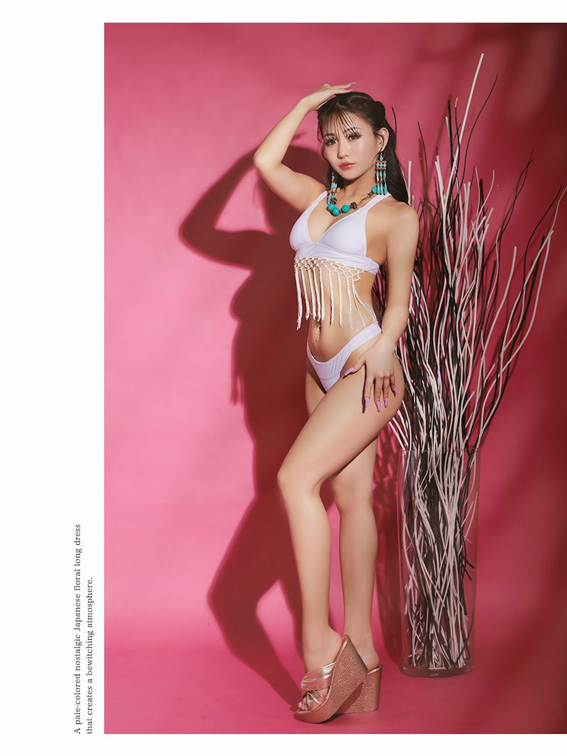 水着 トレンド!!sexyフリンジ三角ビキニ【Ryuyu】(S/M)(ホワイト)