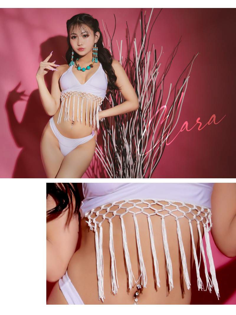 トレンド!!sexyフリンジ三角ビキニ【Ryuyu/リューユ】(S/M)(ホワイト)★水着 | Rew-You(リューユ)