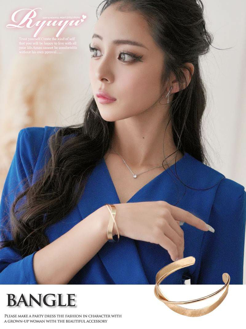 ゴールドプレートバングル【Ryuyu】(フリーサイズ)(ゴールド)